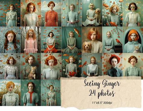 Ginger Love Redhead Portraits Commercial Use Printable Ginger Girls Junk Journal Digital