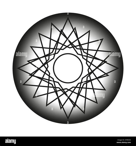 Geometric Star Shape Abstract Circular Pattern Vector Linear Symbol Black Gradient Background