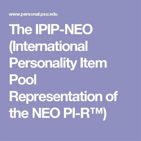 The Ipip Neo International Personality Item Pool Representation Of The