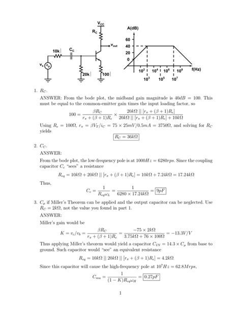 from the bode plot the midband gain magnitude is 40db 100 this
