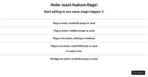App Using React Feature Flags Forked Codesandbox