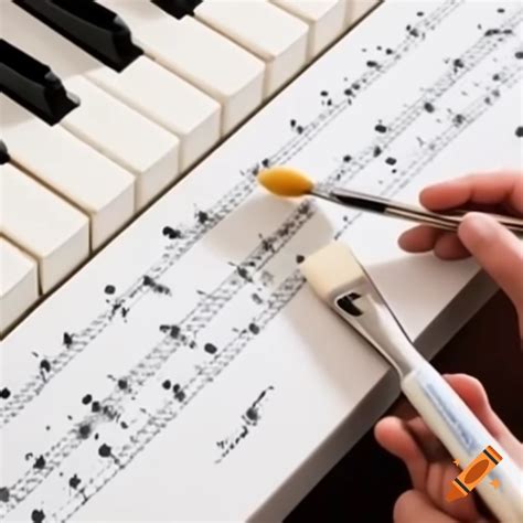 Abstract Representation Of Musical Notation With Hands On Piano Keys