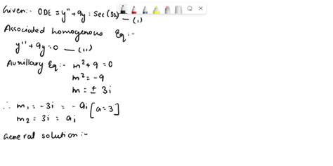 For The Following Differential Equation Y” 9y Sec 3x A Find The