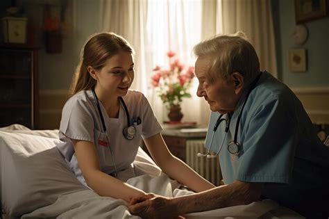 Junge Krankenschwester Hilft Einer Lteren Frau In Einem Pflegeheim Premium Ki Generiertes Bild