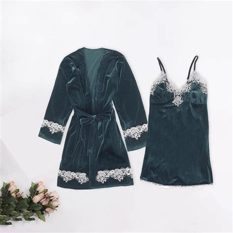 Mrat Robes Tee And Shorts Pajama Set Ladies Gold Velvet Two Piece