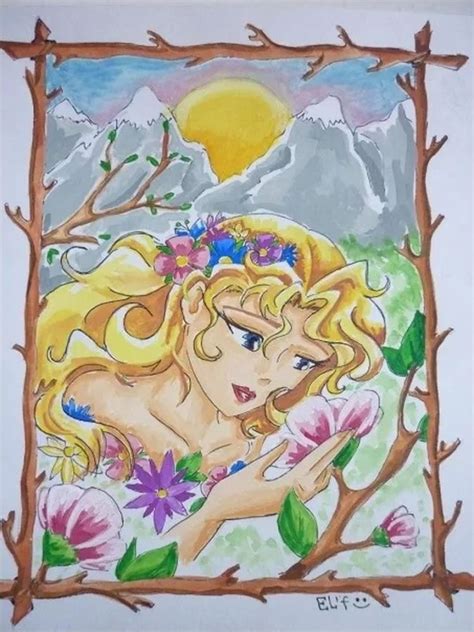 Рисунки весны в образе девушки для детей