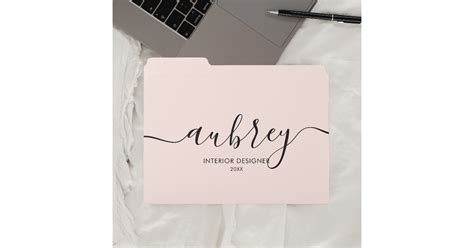 Blush Pink Calligraphy Minimalist Girly File Folder Zazzle