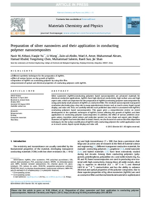 Pdf Preparation Of Silver Nanowires And Their Application In Conducting Polymer Nanocomposites