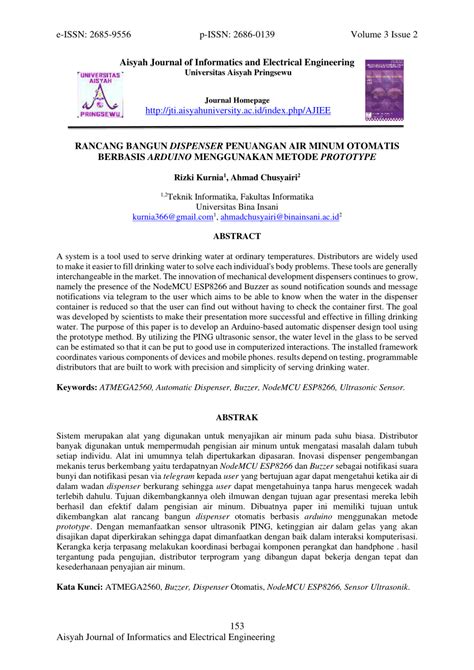 Pdf Rancang Bangun Dispenser Penuangan Air Minum Otomatis Berbasis