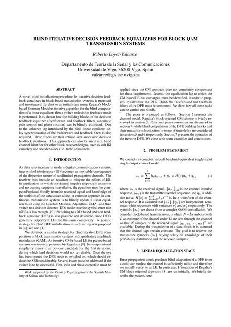 Pdf Blind Iterative Decision Feedback Equalizers For Block Qam