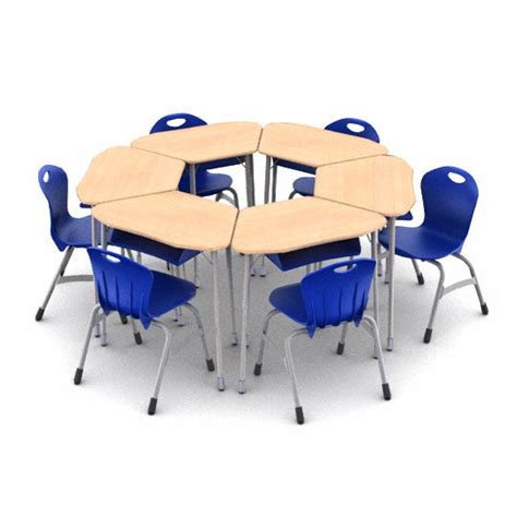 Zuma Hexagon Classroom Desk And Chair Package 6 Zuma Desks With Book