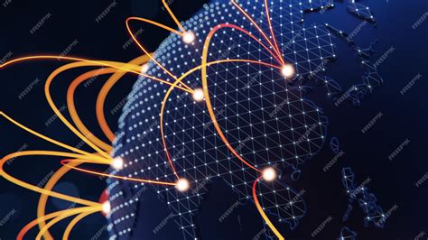 Premium Photo Globalization And Communication Concept Earth And Luminous Rays 3d Rendering