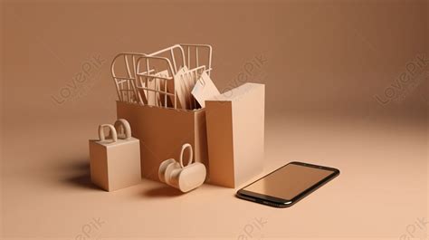 스마트폰 3d 렌더링으로 온라인 쇼핑 향상 신용 카드 및 상자가 배경에 있음 스마트폰 상자 배경 쇼핑 카드 배경 판지 배경 이미지 Hd 스마트폰 상자 쇼핑 카드
