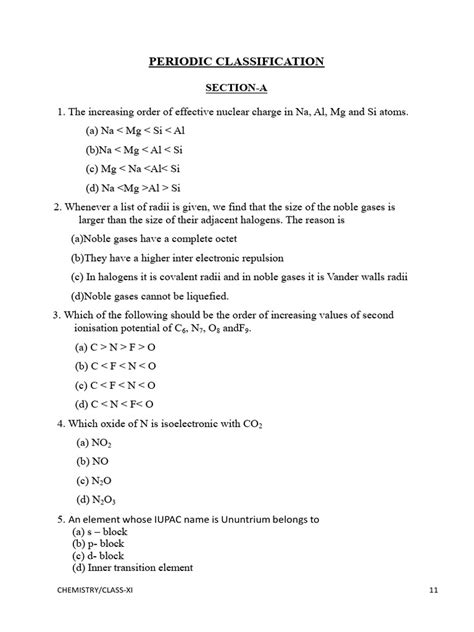 Periodic Classification Pdf