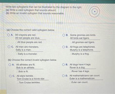Solved Write Two Syllogisms That Can Be Illustrated By The