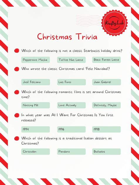 Best Christmas Quiz Questions Free Printable Templates
