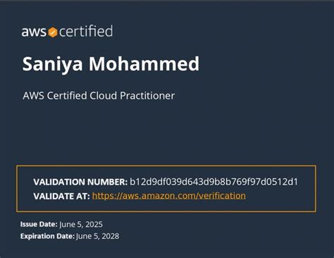 Aws Cloudpractitioner Certification Cloudcomputing Learningjourney Mohammed Saniya
