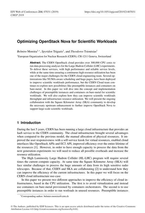 Pdf Optimizing Openstack Nova For Scientific Workloads