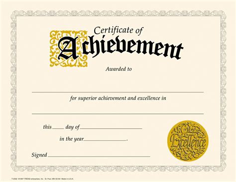 Printable Certificate Of Achievement Printable Free Templates