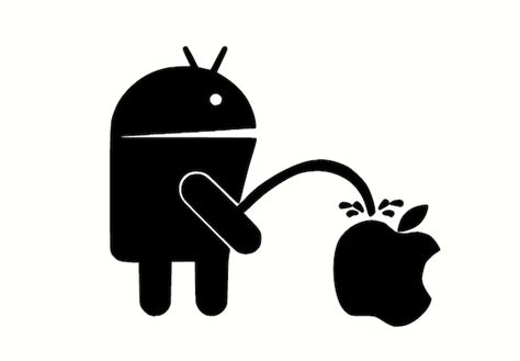 Android Pee On Apple Android Lovers Decal Sticker 350 X 600 Etsy