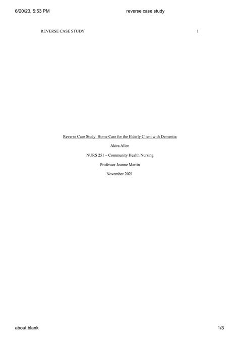 Solution Reverse Case Study Studypool