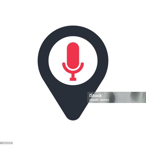 마이크 아이콘입니다 스피커 기호입니다 라이브 음악 사인 아이콘이 있는 파란색 원 버튼입니다 벡터 스톡 그림입니다 팟캐스트 마이크