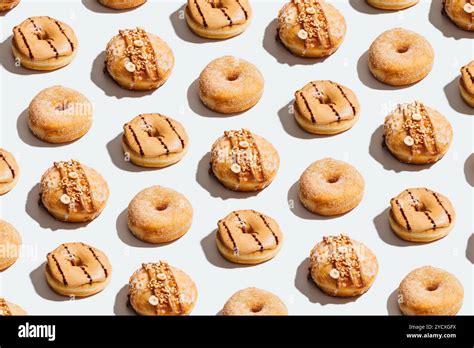 A Pattern Of Vegan Donuts Featuring Coffee Glazed Sugar Coated