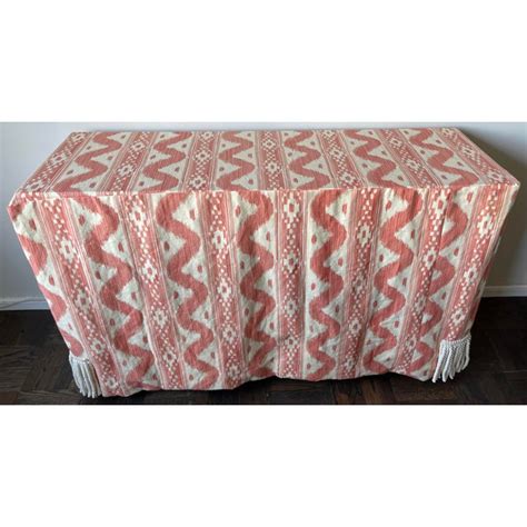 Quadrille Bali Hai Coral Custom Skirted Console Table Moving Sale
