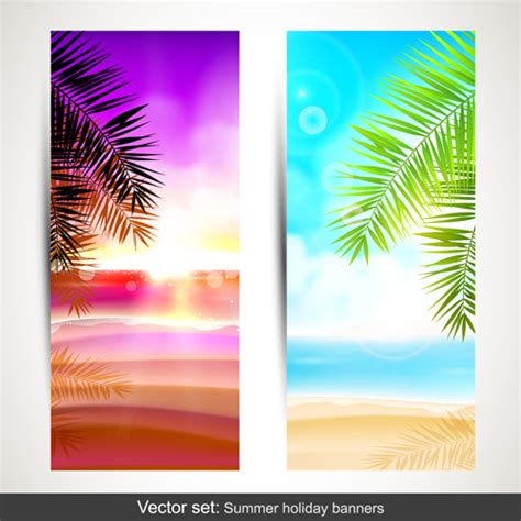 Summer Holidays Banner Vector Set 01 Welovesolo