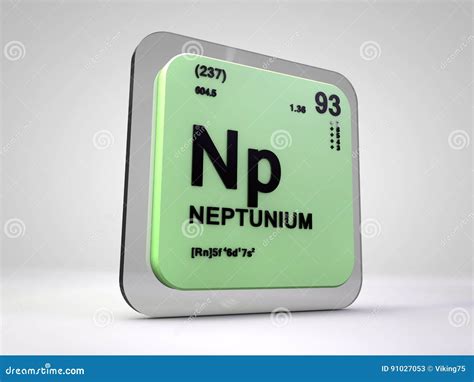 Neptunium Np Chemical Element Periodic Table Stock Illustration