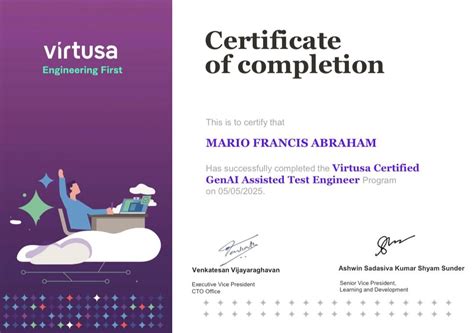 Genai Virtusa Testautomation Aiintesting Continuouslearning… Mario Francis Abraham