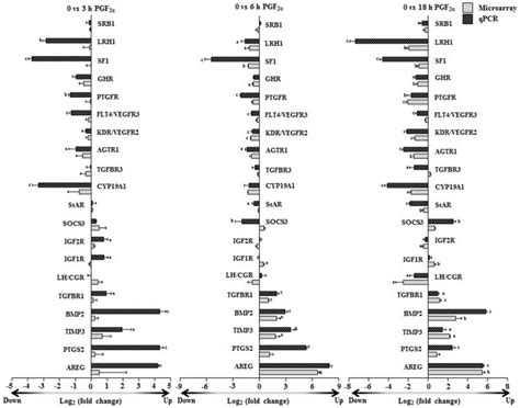 Log Ratio Of Microarray Fold Change Expression Of The Selected 20 Up Download Scientific