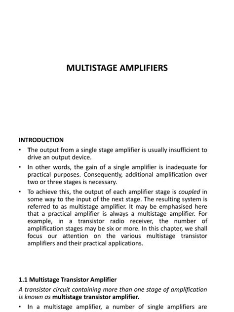 Lesson 5 Multistage Amplifiers Pdf Amplifier Capacitor