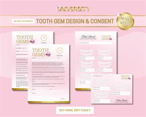 Tooth Gems Intake Form Tooth Gem Consent Form Teeth Jewel Client