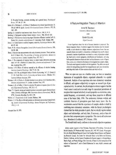 Treisman 1980 A Feature Integration Theory Of Attention Pdf