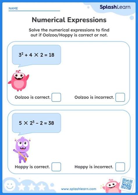 Check Numerical Expressions Solutions Worksheet