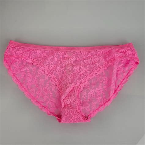 Victoria S Secret Hot Neon Pink Sheer Mesh Lace Bikini Panties S Small