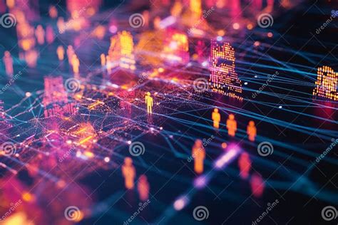 A Vibrant Digital Network With Glowing Connections And Abstract Human