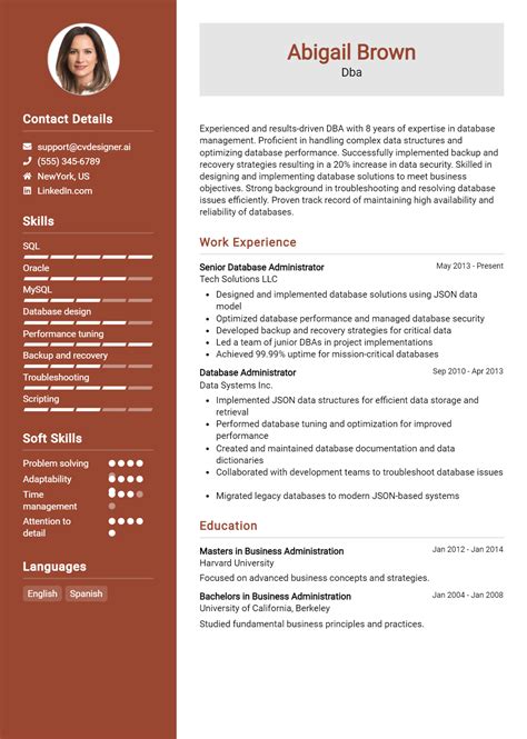 Dba Resume Example For 2024 Top Cv Skills Cvdesignerai