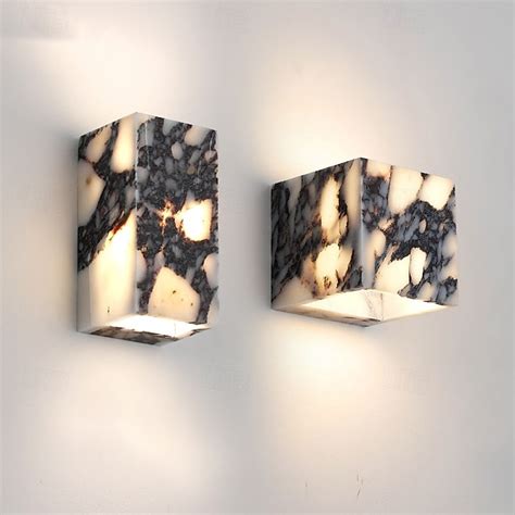 Wabi Sabi Waterproof Natural Purple Marble Wall Lamp For Bedroom