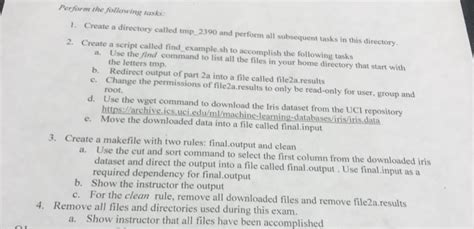 Solved Perform The Following Tasks 1 Create A Directory