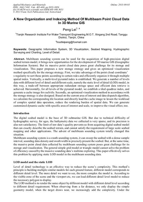 A New Organization And Indexing Method Of Multibeam Point Cloud Data In 3d Marine Gis