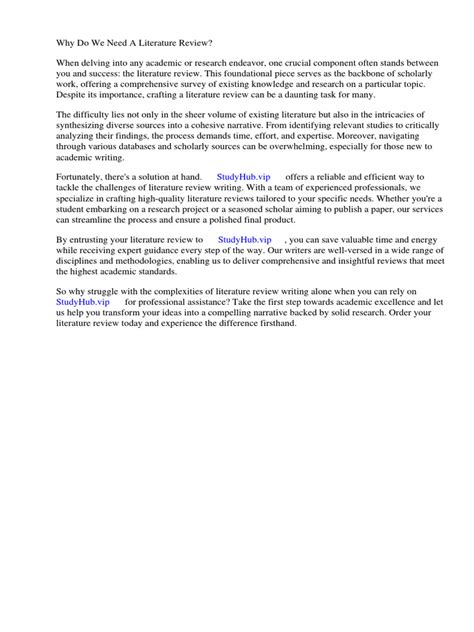 Why Do We Need A Literature Review Pdf Literature Review Theory