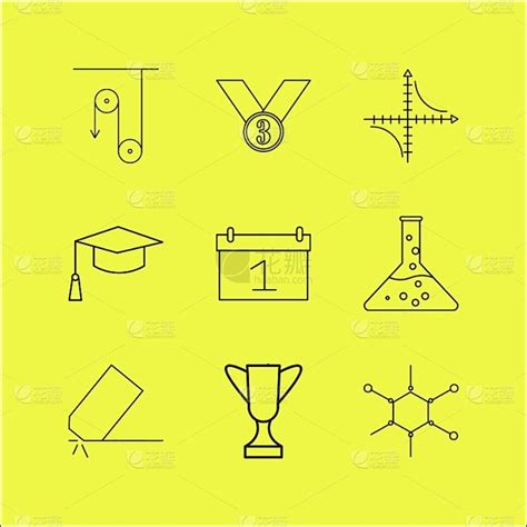 教育线性图标集。简单的轮廓图标