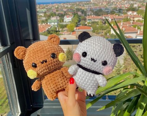 Dudu And Bubu Crochet Milk And Mocha Bear Goma And Peach Panda And