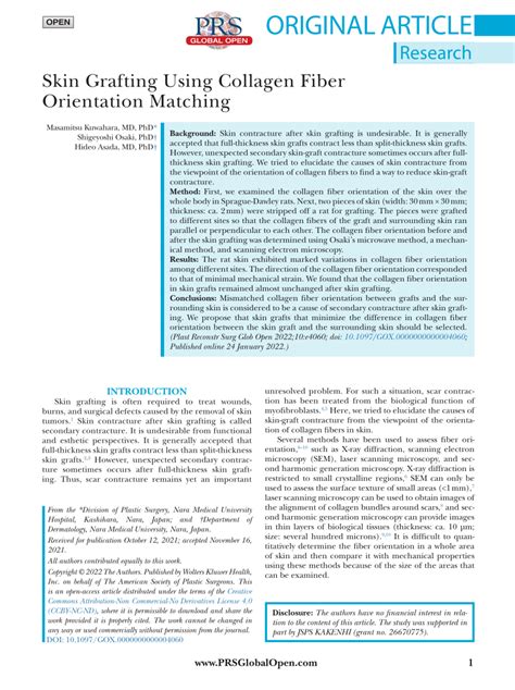 Pdf Skin Grafting Using Collagen Fiber Orientation Matching