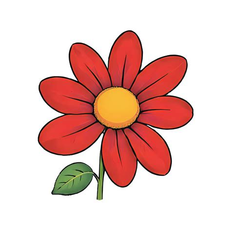 Ai Generated Red Flower Hand Drawn Cartoon Style Illustration 42052983 Png