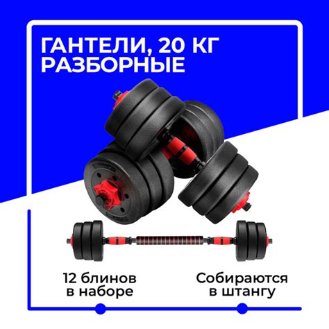 Гантели URM Модельный ряд от B00027, 2 шт. по 10 кг, красный, черный ...
