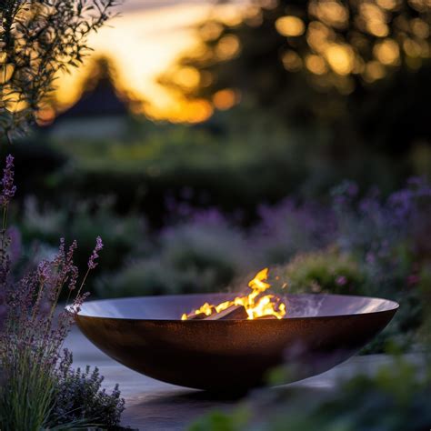 Calm Garden With Fire Container