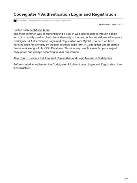 codeigniter 4 authentication login and registration pdf computing